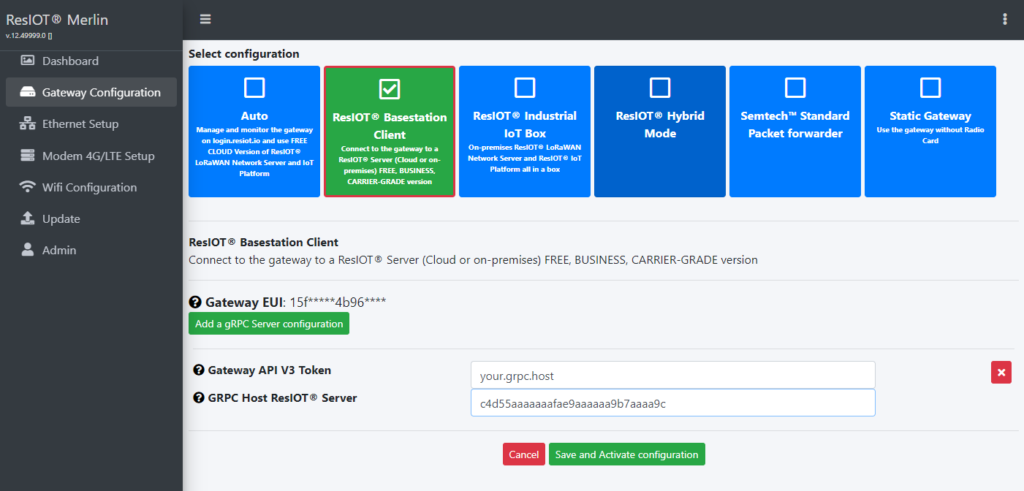 Gateway Quick Start Guide and Manual - ResIOT®